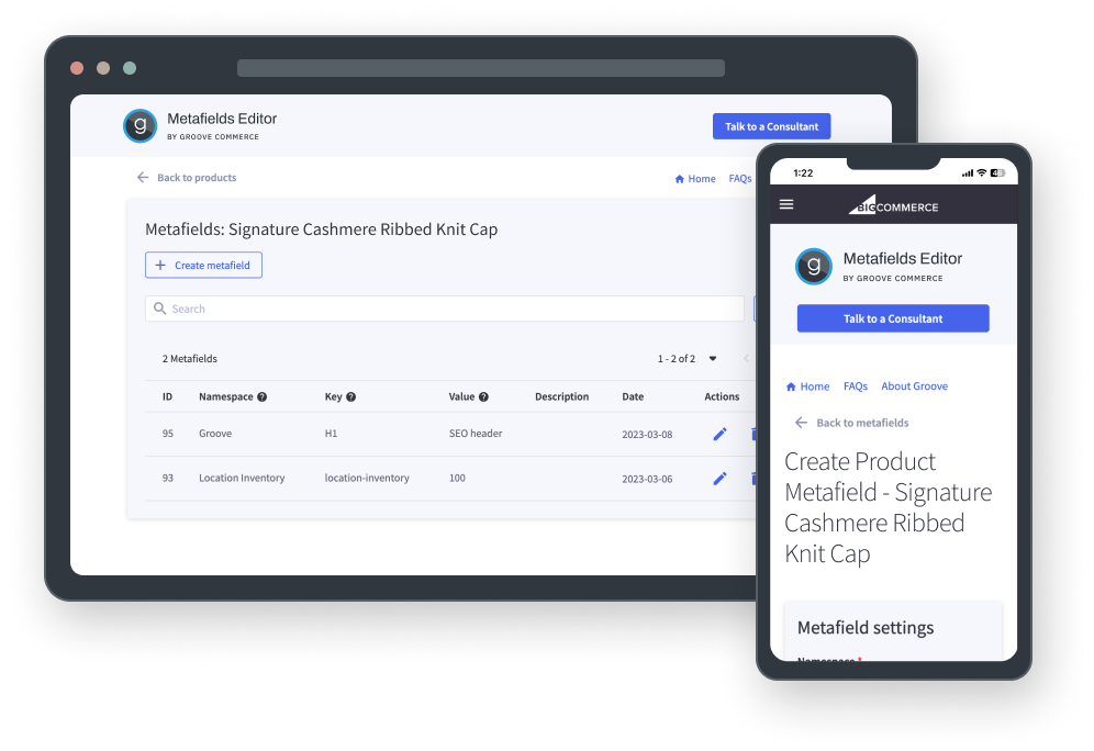 Free BigCommerce Metafields Editor App - Groove Commerce